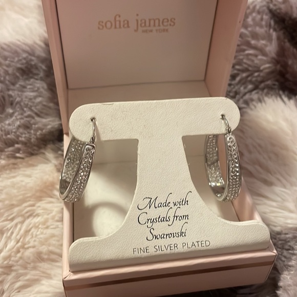 Sofia James | Jewelry | Sofia James New York Silver Plated Swarovski Crystal Hoop Earrings ...